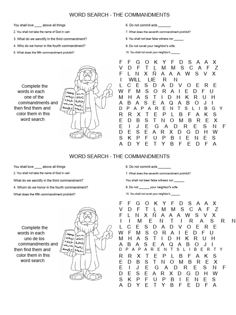 The Commandments - Word Search | PDF | Ten Commandments | Chess Theory