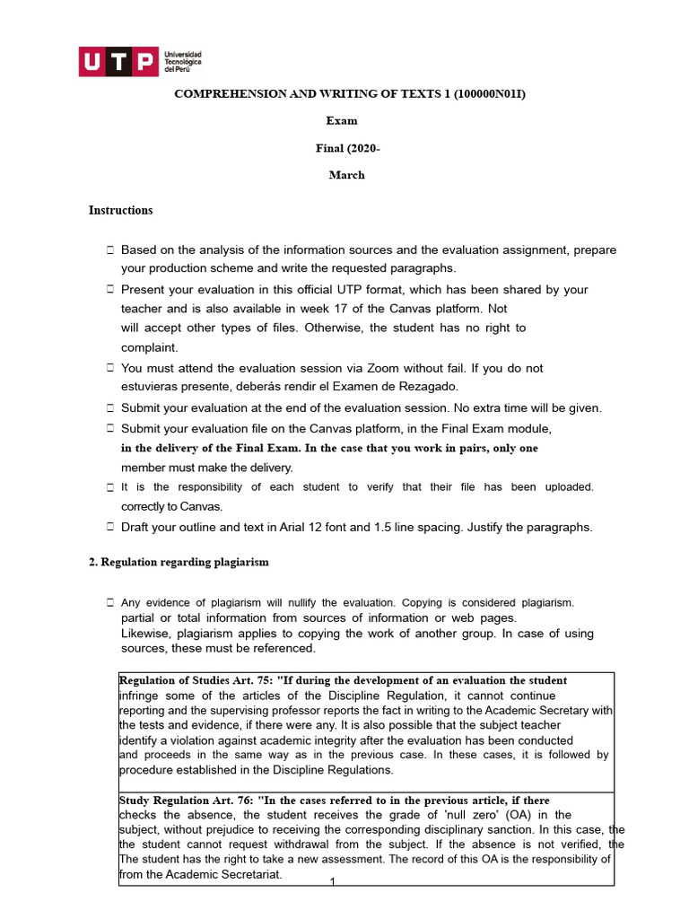 Final Exam Guidelines for Text Writing | PDF | Plagiarism