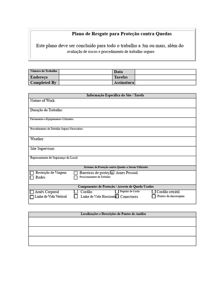 Plano de Resgate de Proteção Contra Quedas | PDF
