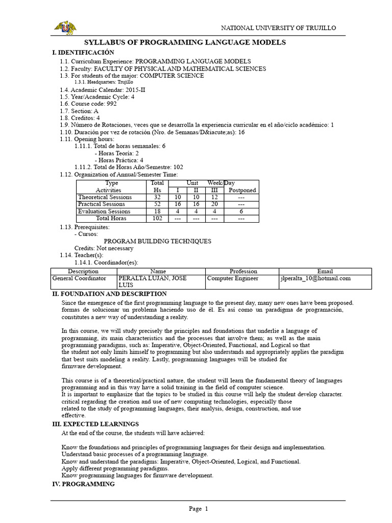 Syllabus | PDF | Programming Paradigms | Computer Programming
