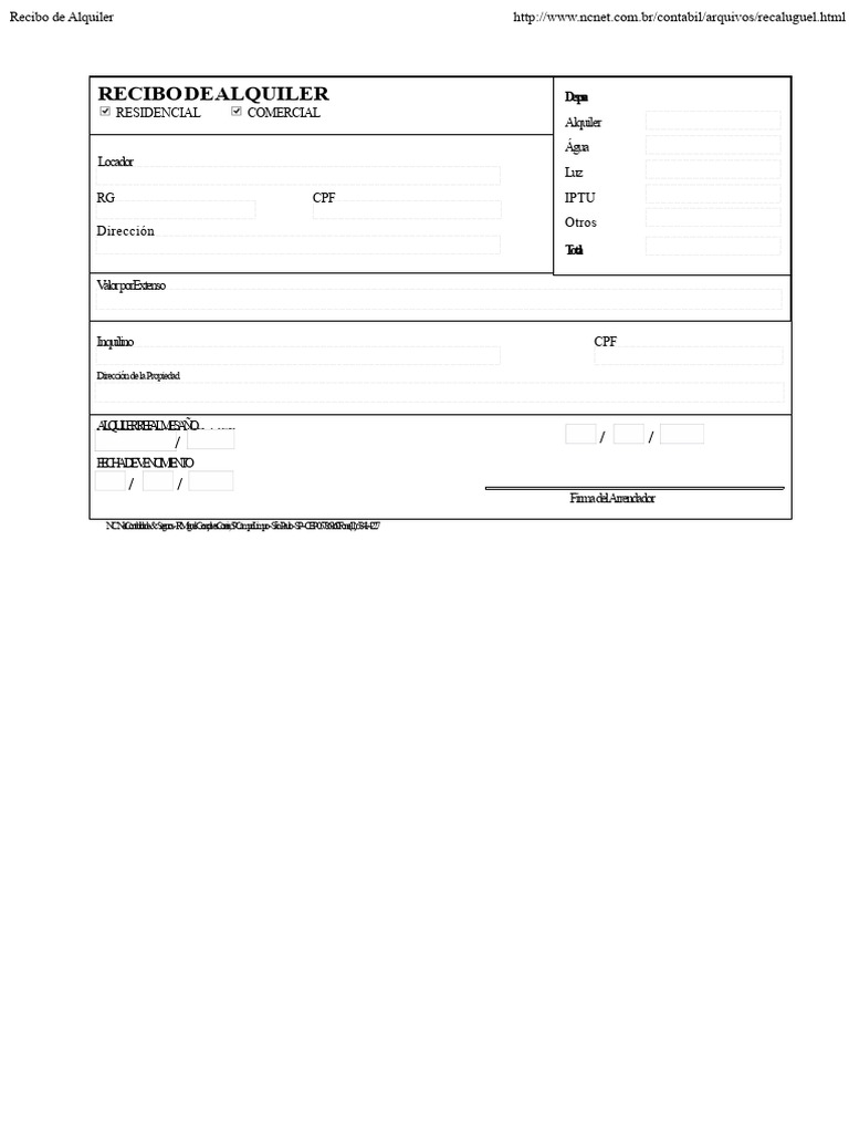 Recibo de Alquiler: Formato y Detalles | PDF