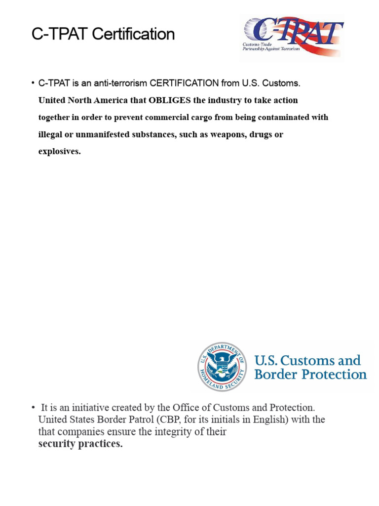 Specific Points of Ctpat Presentation | PDF | U.S. Customs And Border ...
