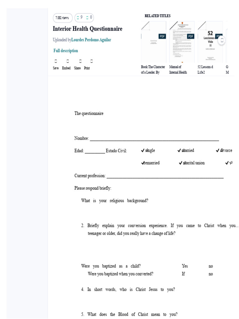 Interior Health Questionnaire Insights | PDF | Jesus | Born Again