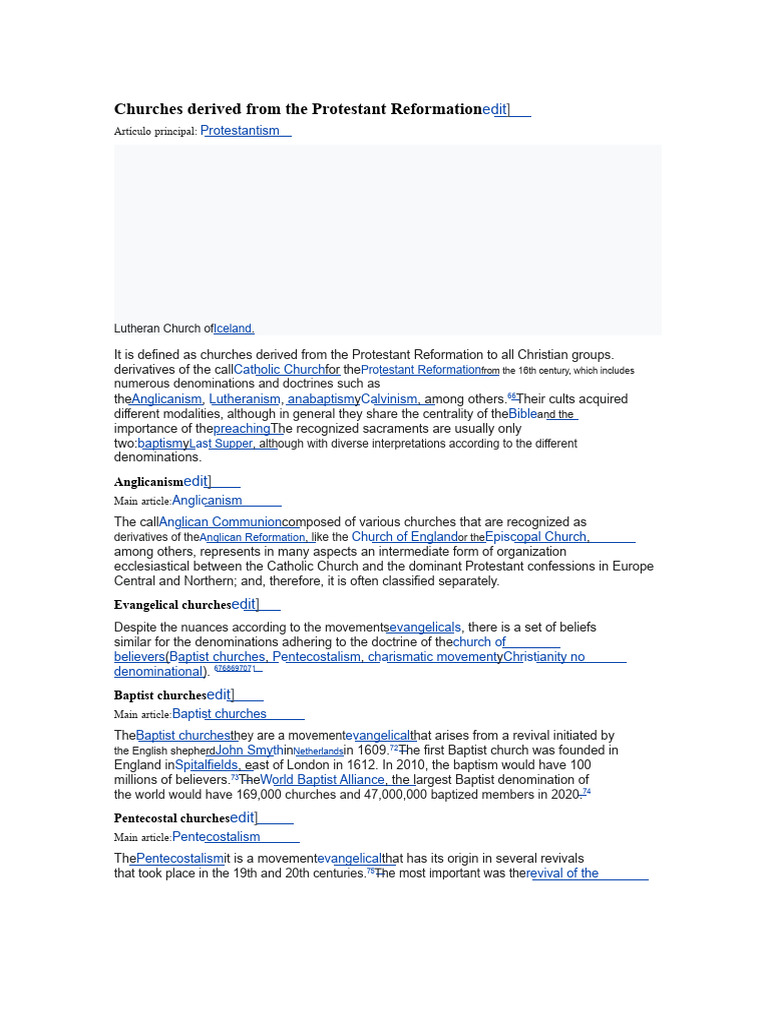 Churches Derived From The Protestant Reformation | PDF | Christian ...