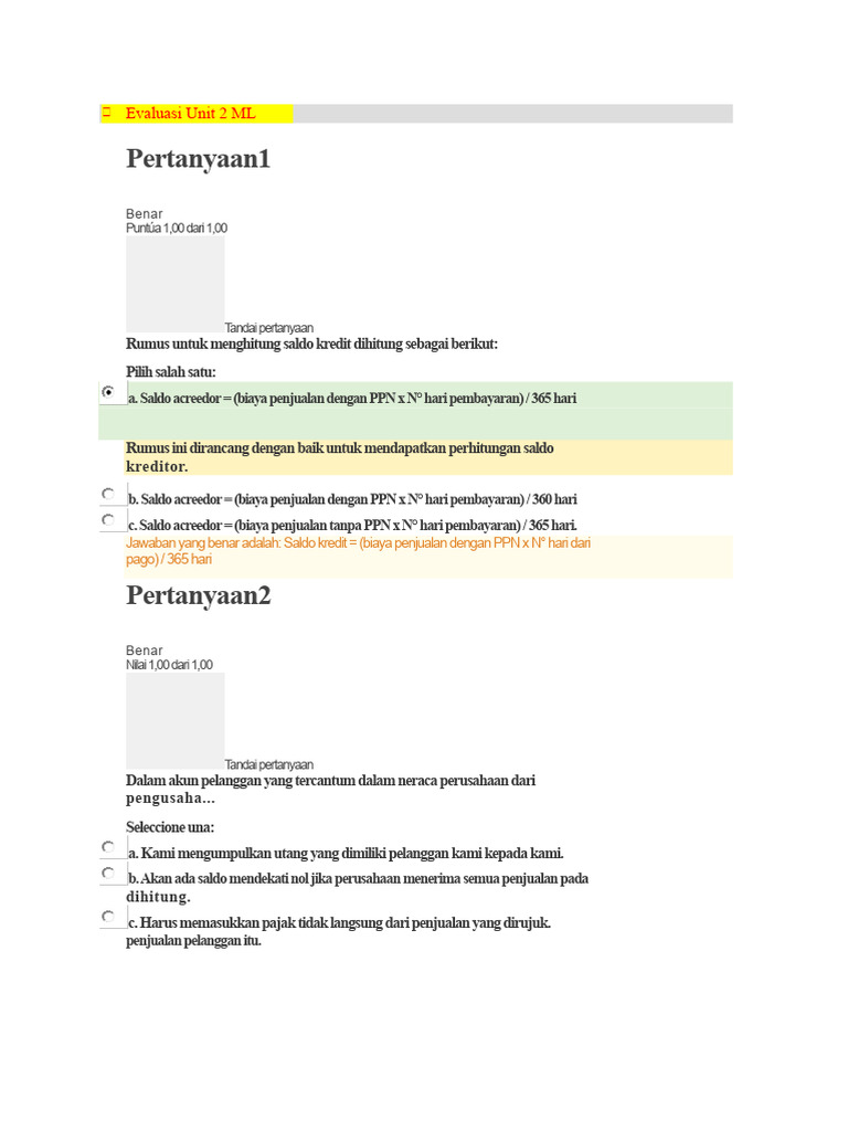 Evaluasi Unit 2: Rumus Keuangan dan Model CANVAS | PDF