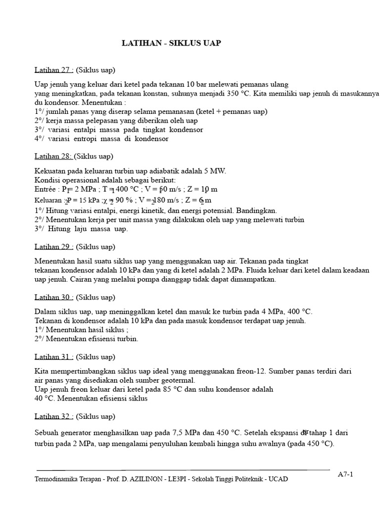 Lampiran 6 - Latihan Siklus Uap | PDF