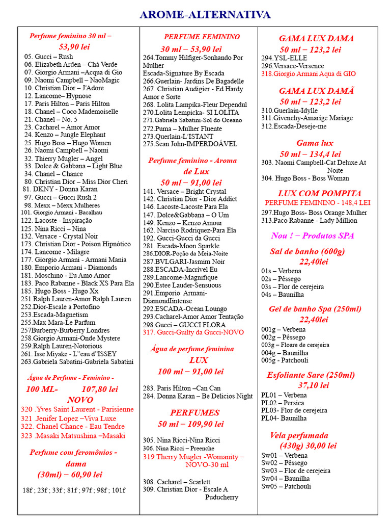 Nou - Lista de Perfumes - Fm | PDF | Perfume