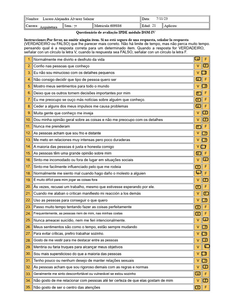 Questionário Ipde | PDF