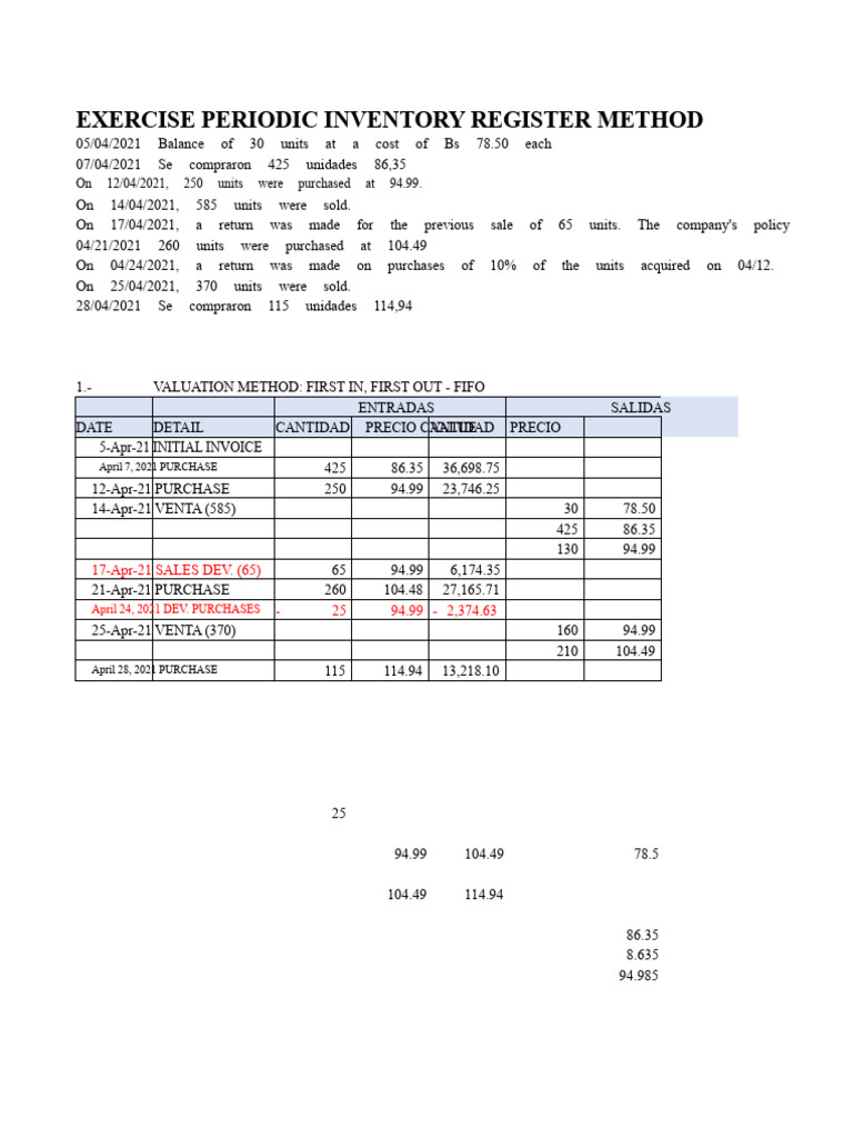 Example of Periodic and Perpetual Inventory Record | PDF | Accounts ...