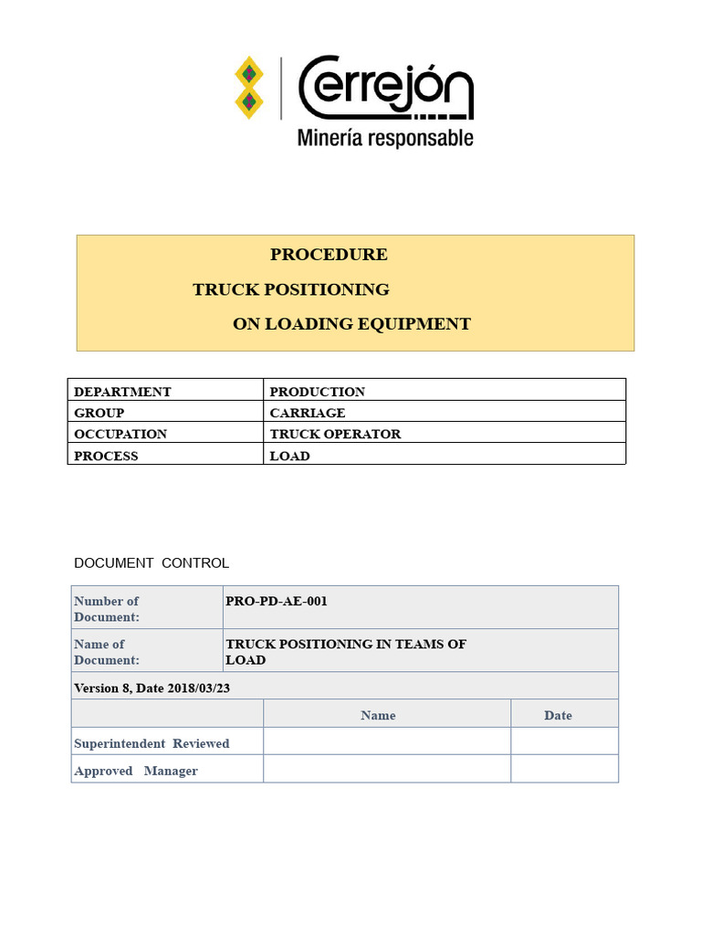 Truck Positioning Procedure for Loading | PDF | Loader (Equipment) | Truck