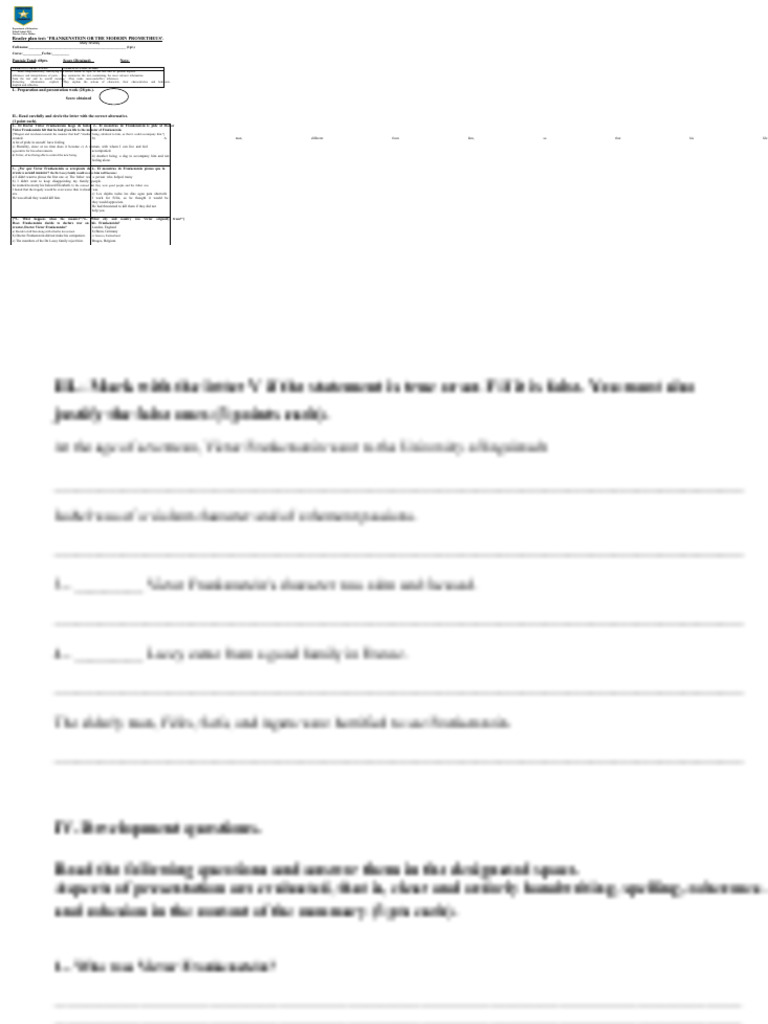 Frankenstein or The Modern Prometheus | PDF | Frankenstein | Reading ...