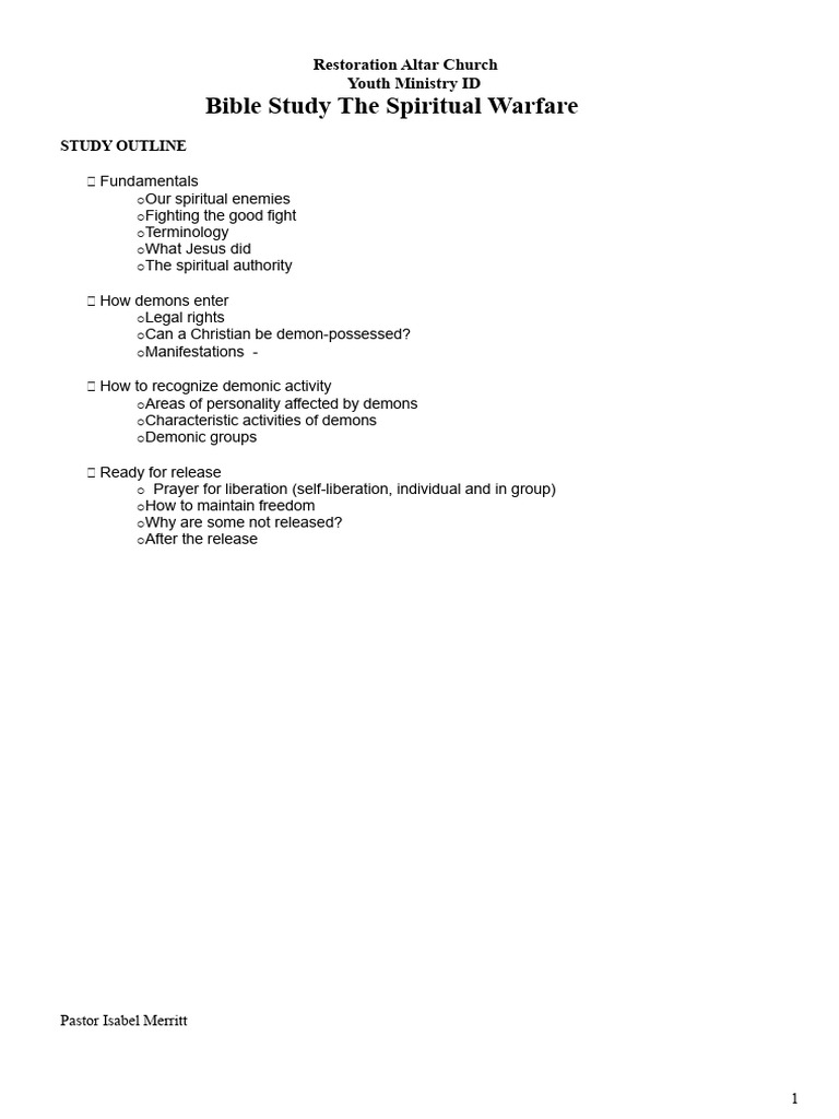 Spiritual Warfare Bible Study Guide | PDF | Jesus | Satan