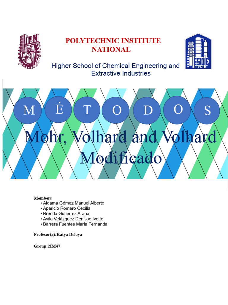 Mohr, Volhard, and Modified Volhard Methods | PDF | Titration | Chemistry