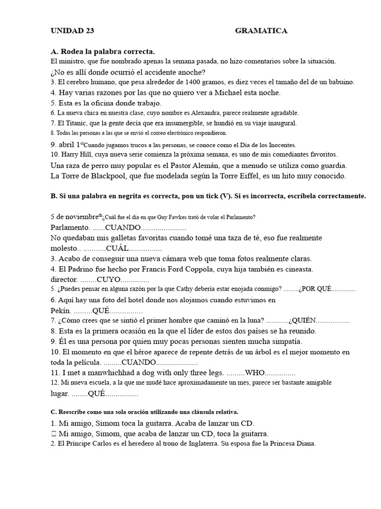 Ejercicios de gramática y redacción | PDF | Televisión de realidad
