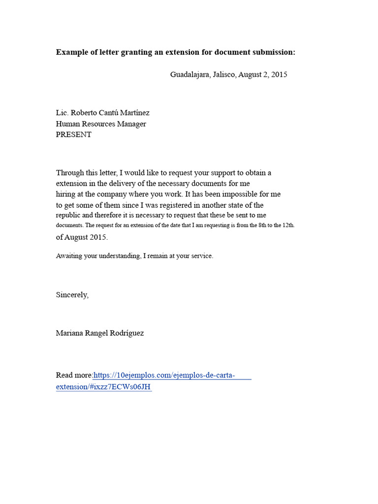 Document Submission Extension Request Letter | PDF