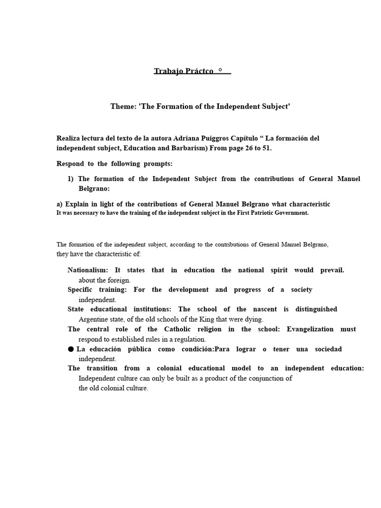 Practical Work On The Formation of The Independent Subject | PDF | Pedagogy