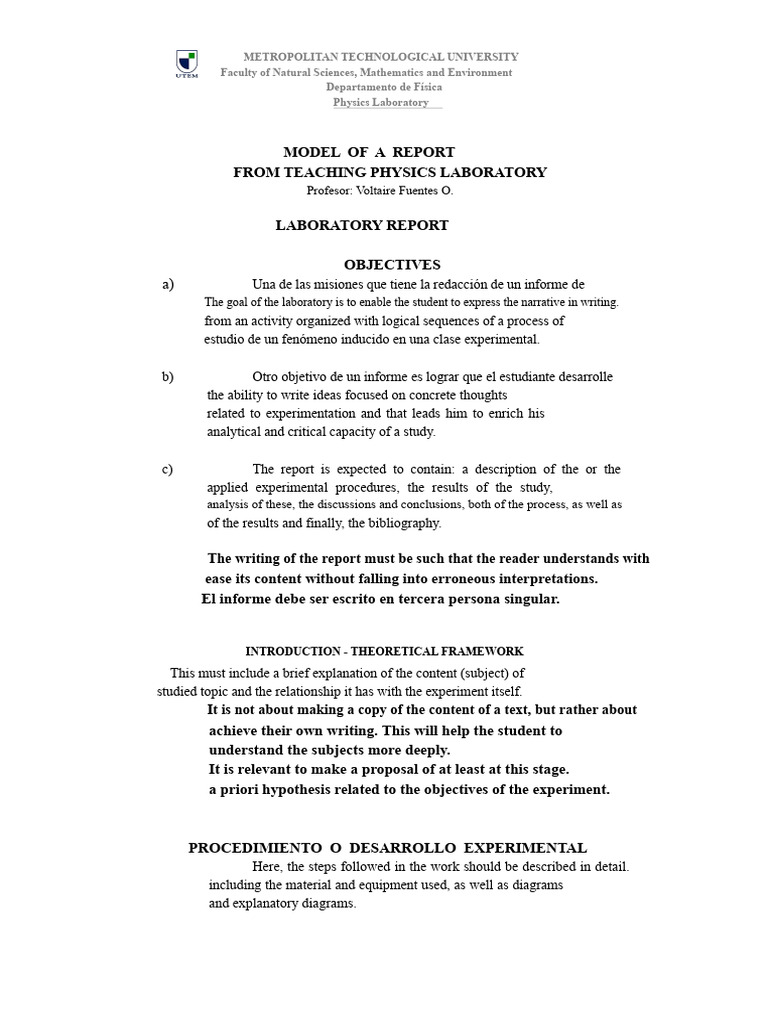 Physics Laboratory Report Template | PDF | Experiment | Bibliography