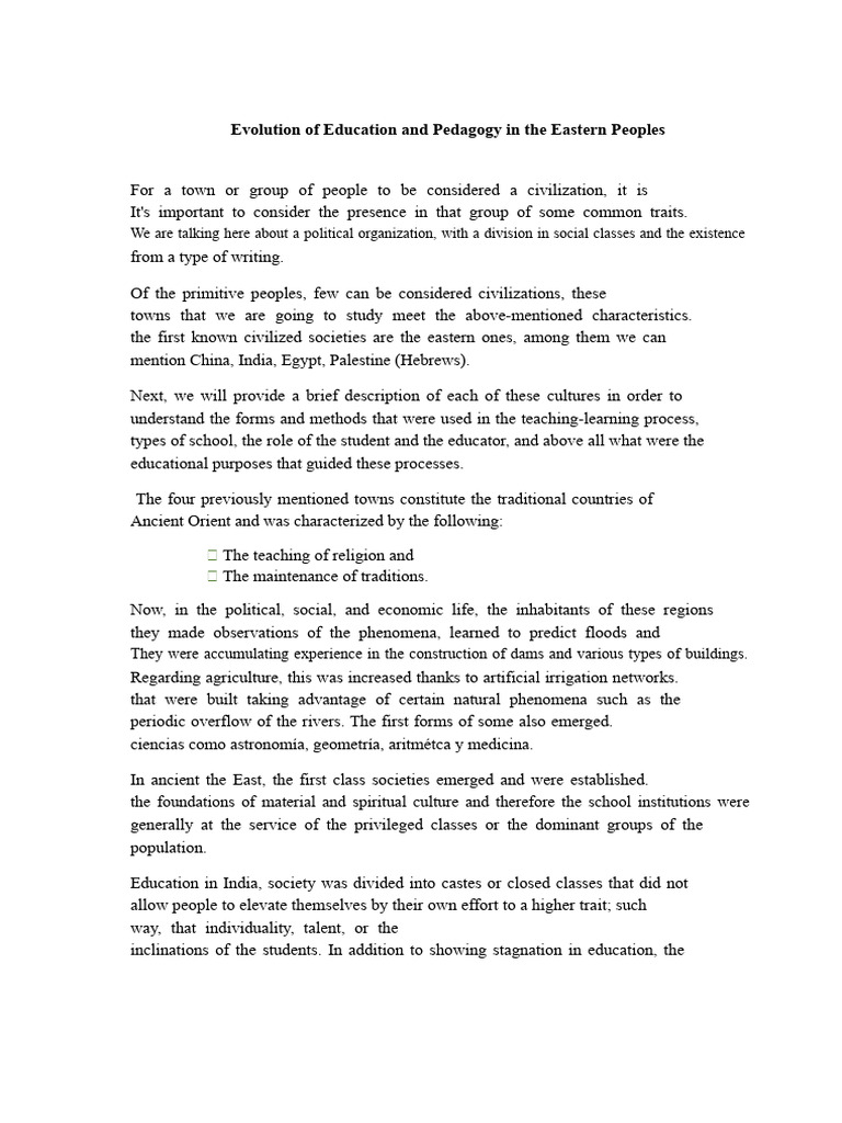 Eastern Civilizations' Education Evolution | PDF | Ancient Egypt ...