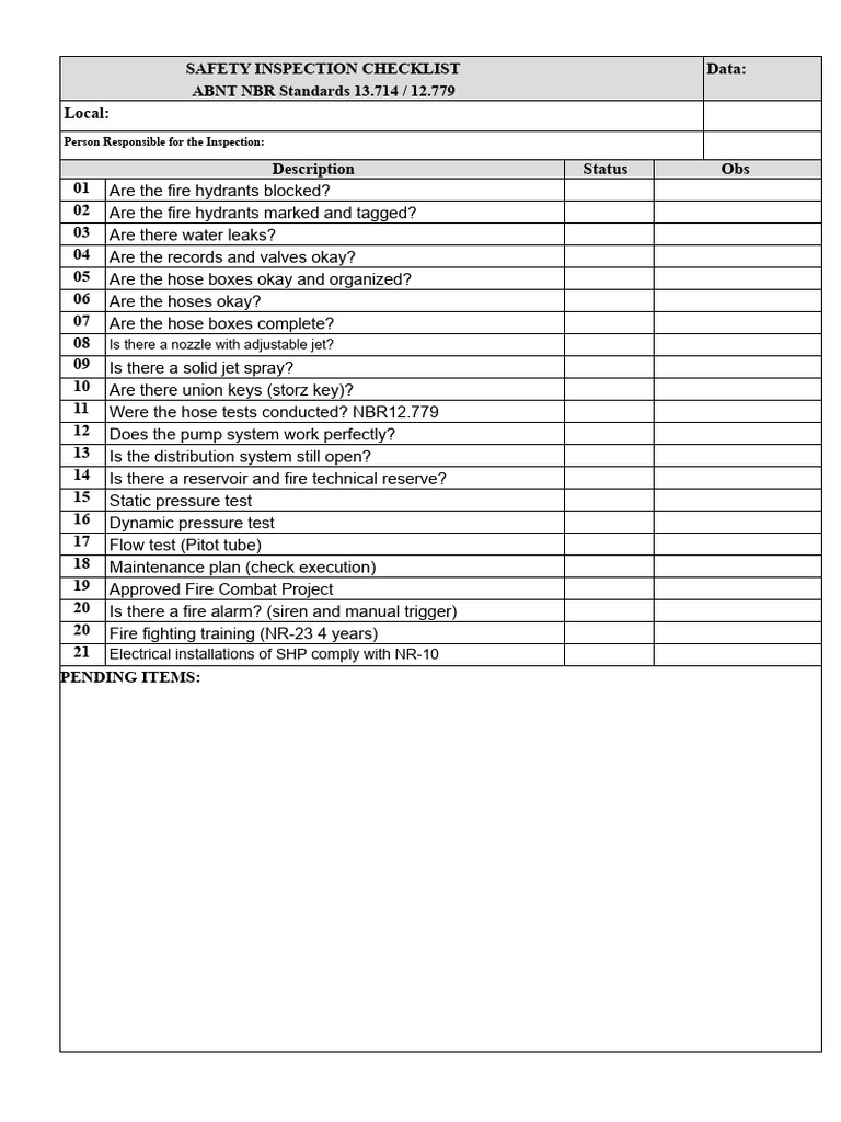CHECKLIST INSPECTION - HYDRANTS | PDF