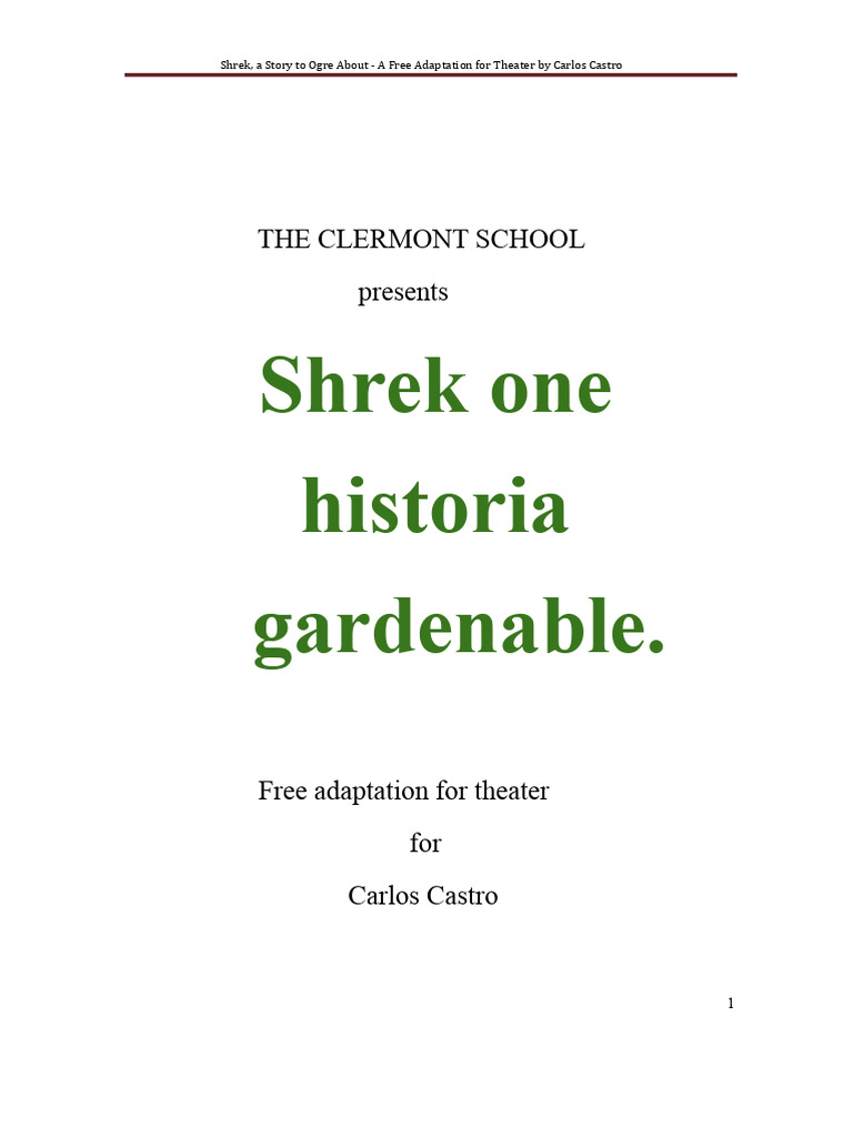 Shrek: A Free Theater Adaptation | PDF