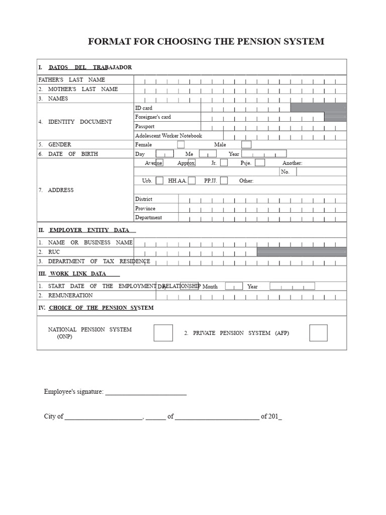 9 Format For The Choice of The Pension System | PDF