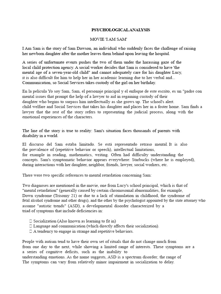 Analysis of The Movie I Am Sam | PDF | Autism | Diseases And Disorders