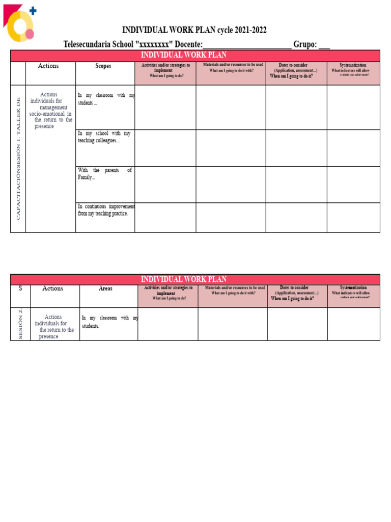 Format For The Individual Work Plan (PTI) | PDF | Teachers | Learning