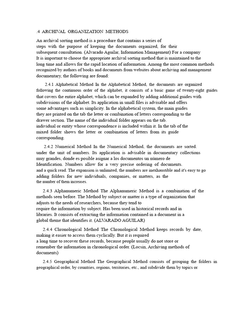 Archival Organization Methods Explained | PDF | Accounts Payable ...