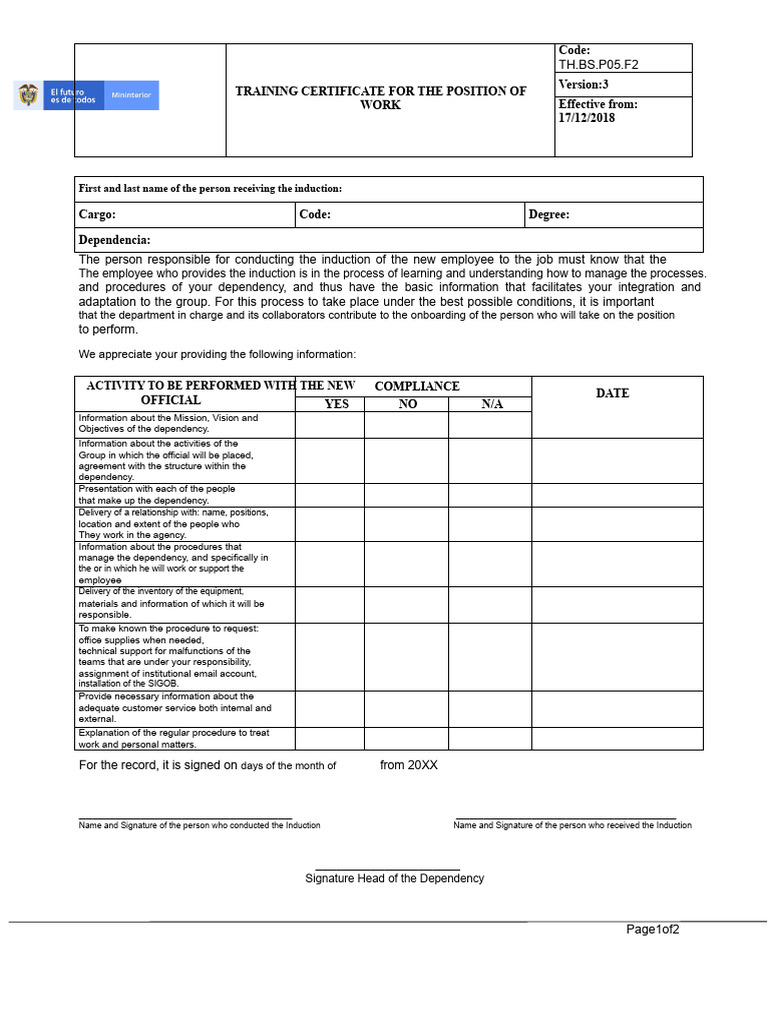 Certificate of Training For The Job Position | PDF | Business