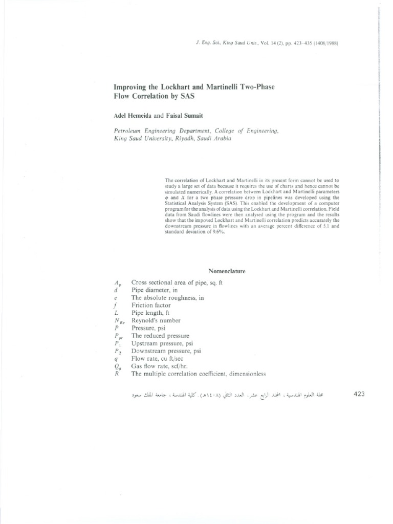 Lockhart&Martinelli Improved | PDF | Reynolds Number | Viscosity