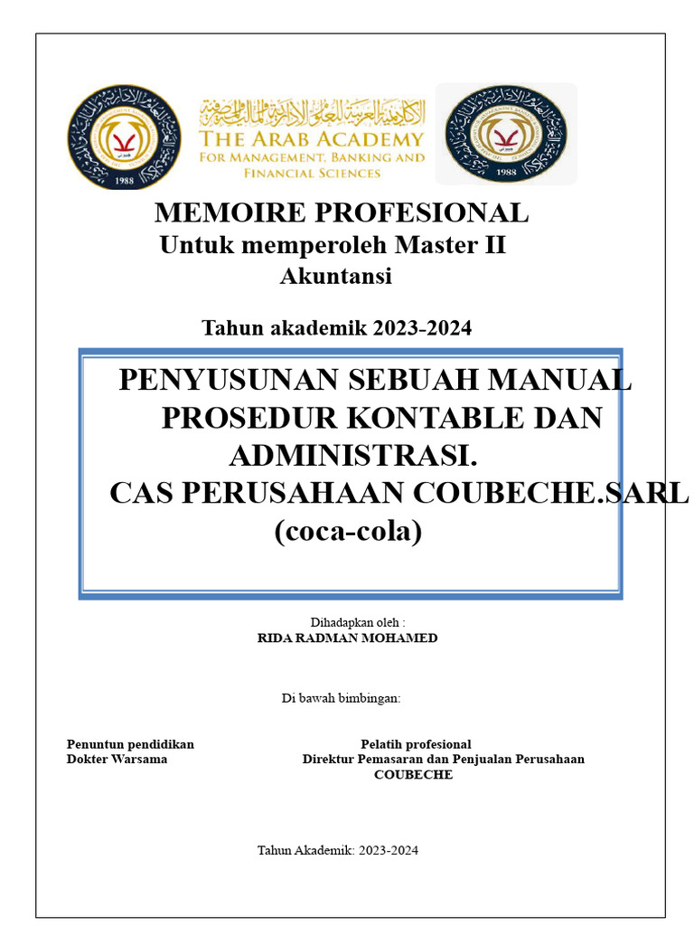 Manual Prosedur Akuntansi COUBECHE Djibouti | PDF