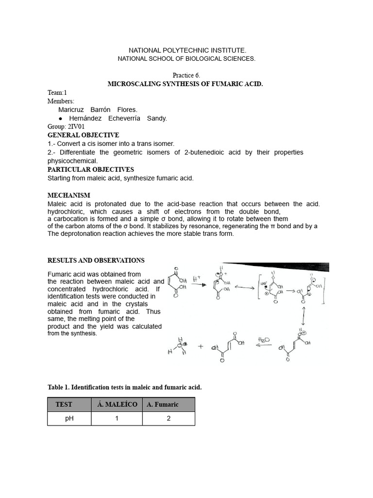 Synthesis and Analysis of Fumaric Acid | PDF | Chemical Polarity | Acid