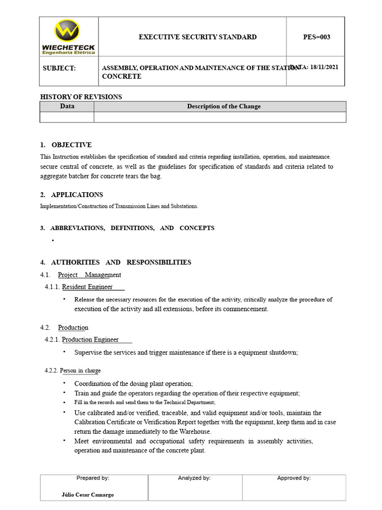 Assembly, Operation and Maintenance of The Concrete Plant - Rev.01 ...
