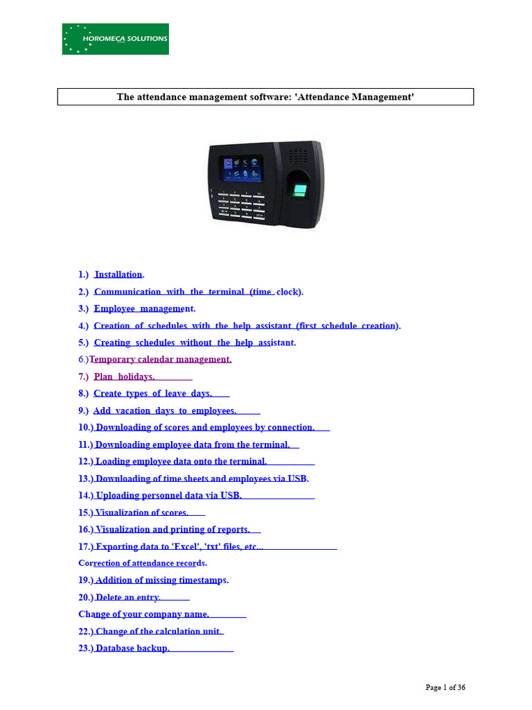 The Attendance Management Software "Attendance Management" | PDF | Computer Terminal | Screenshot