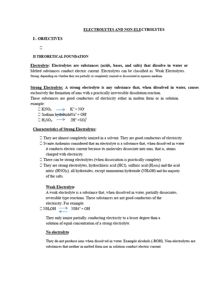 Electrolytes and Non-Electrolytes (Auto-Saved) | PDF | Electrolyte | Ion