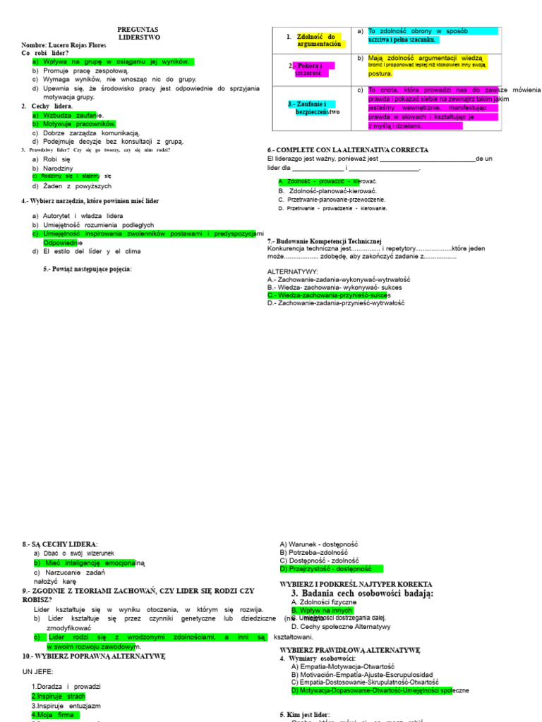 Kontrola Czytania Przywództwa | PDF