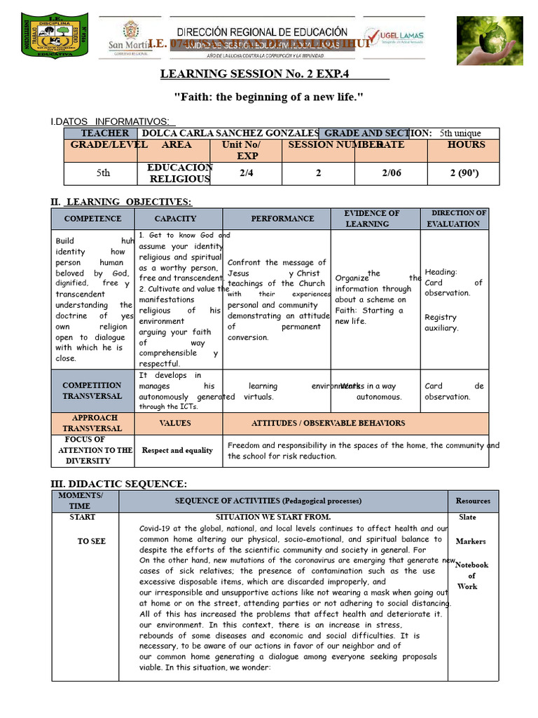 ACT. 2 EXP. 4 ED. RELIG. 4th FAITH BEGINNING OF A NEW LIFE. | PDF | Faith | God