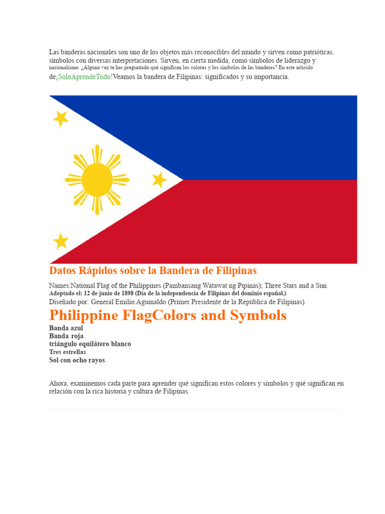 Bandera de Filipinas | PDF | Bandera | Símbolos nacionales