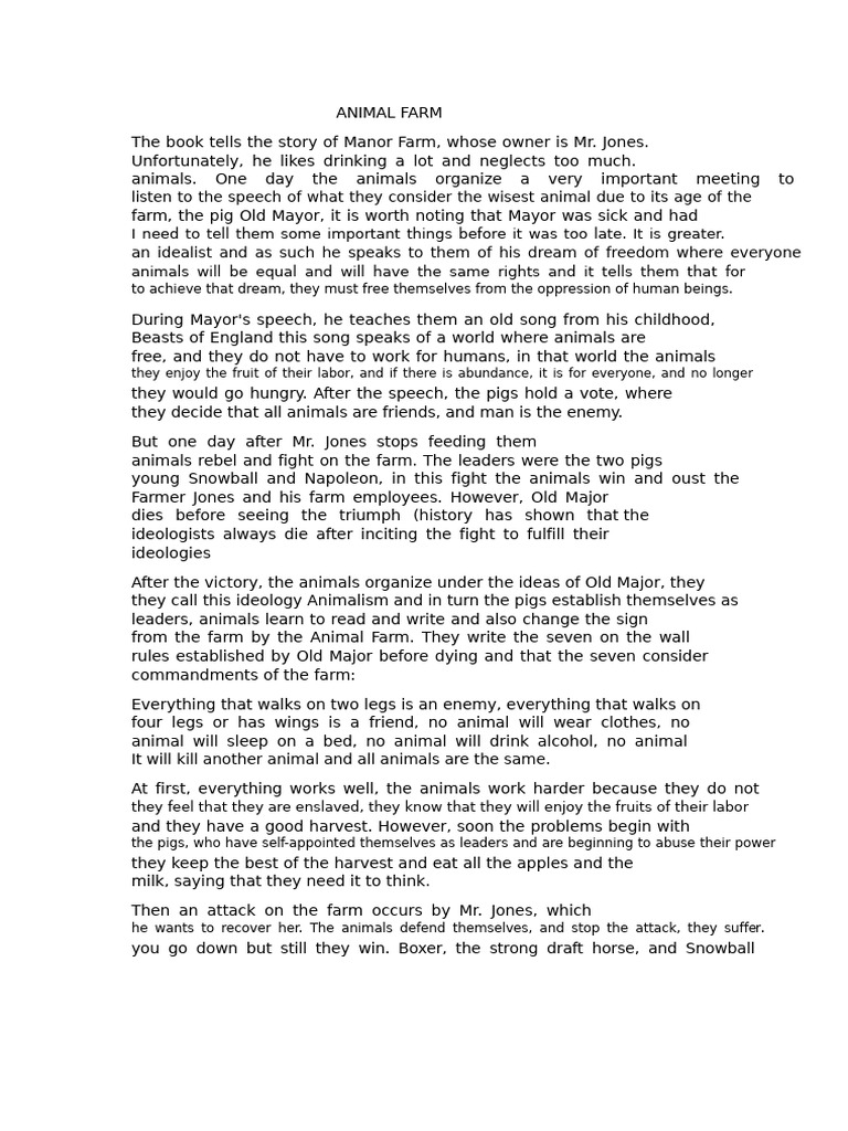 Reading Report On Animal Farm | PDF