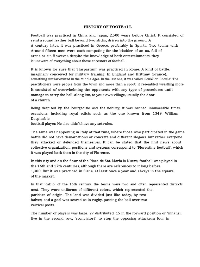 HISTORY OF FOOTBALL | PDF | Football Codes | Ball Games