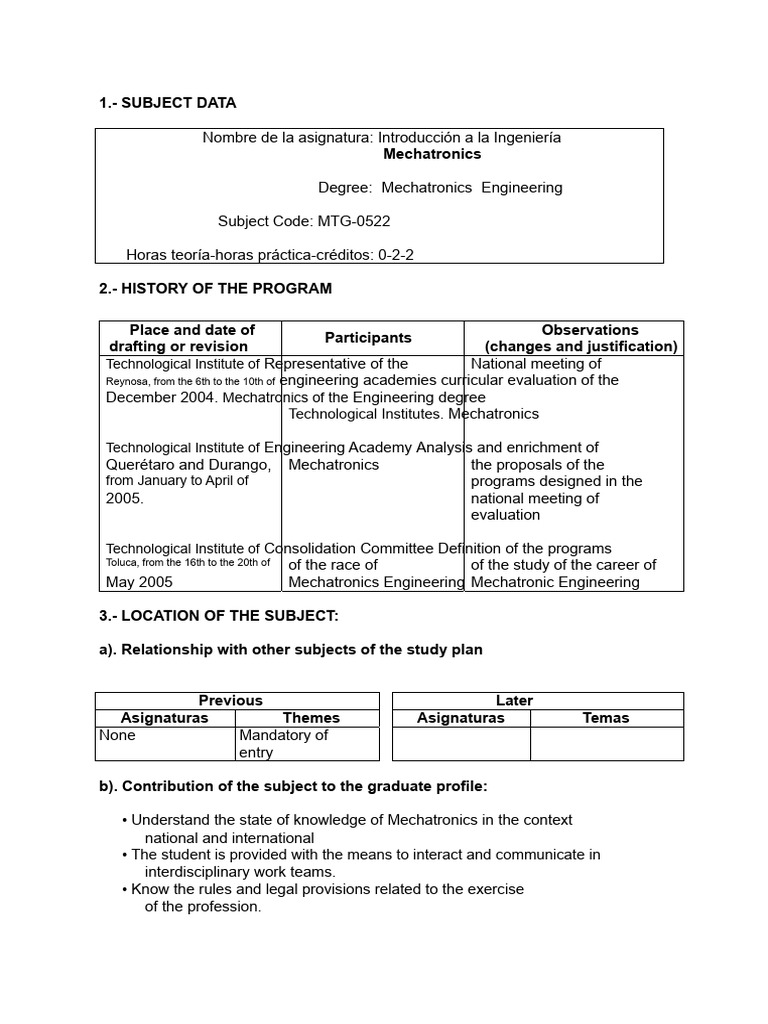 Introduction To Mechatronics Engineering | PDF | Engineering | Mechatronics