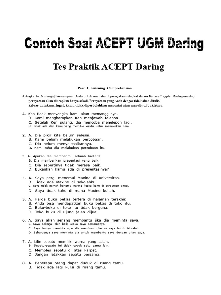 Latihan Soal AcEPT UGM 1 | PDF