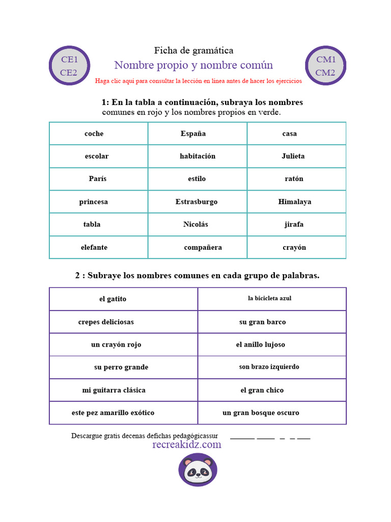 Nombre Propio Nombre Común Ce1 Ce2 Cm1 Cm2 | PDF