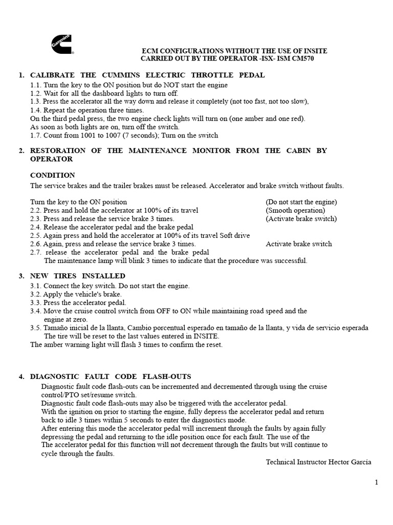 ECM Configurations for ISX-ISM CM570 | PDF | Throttle | Brake