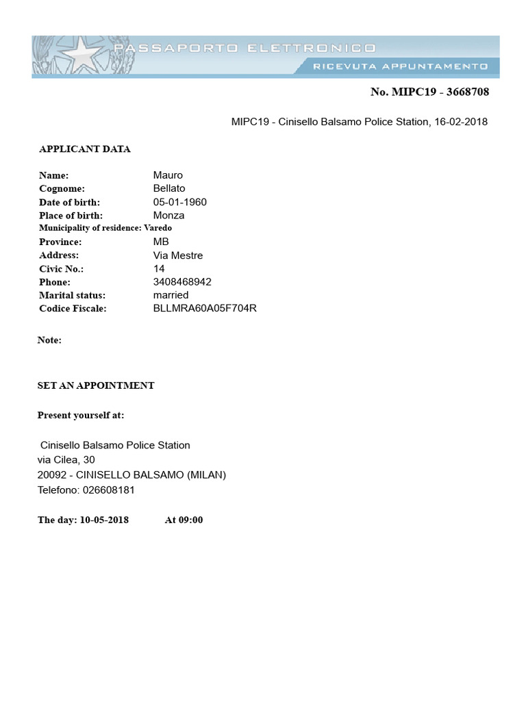 Passport Receipt | PDF | Passport | Identity Document