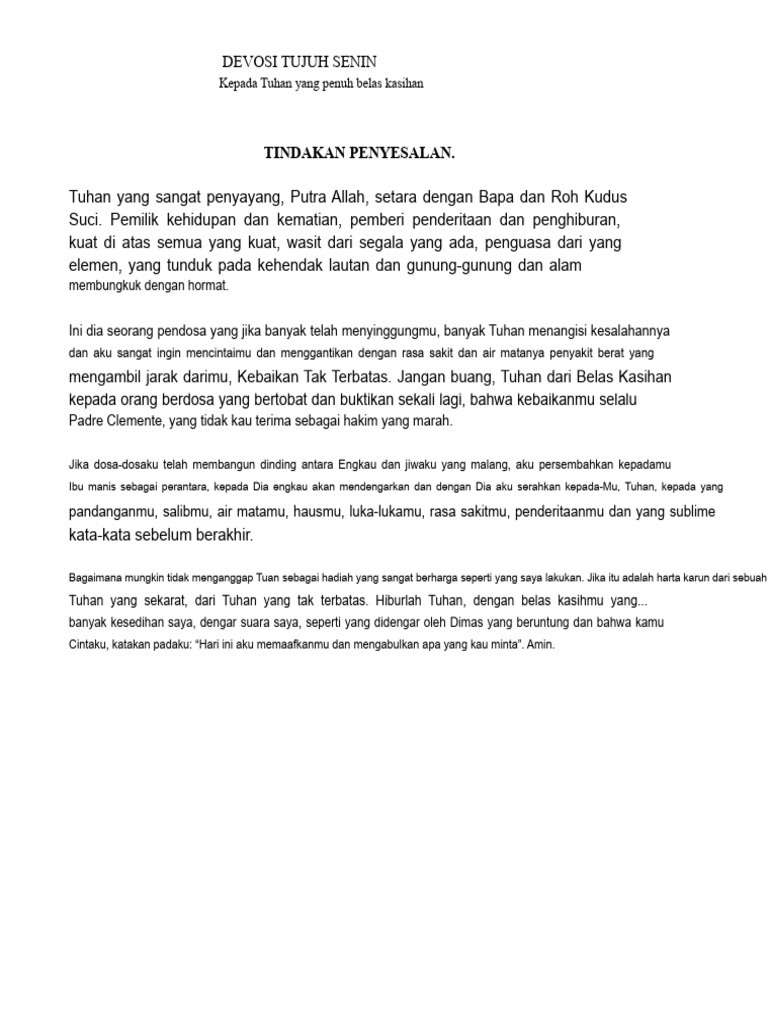 Devosi Tujuh Senin | PDF
