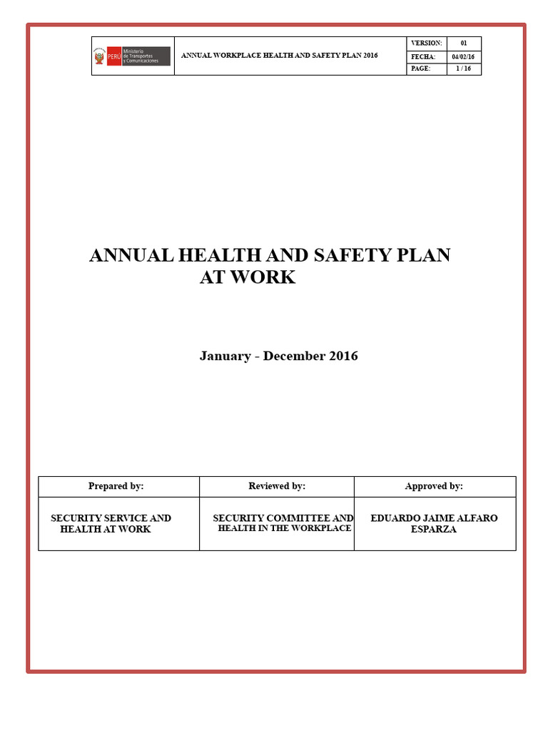 Annual Occupational Health and Safety Plan - MTC | PDF | Occupational ...