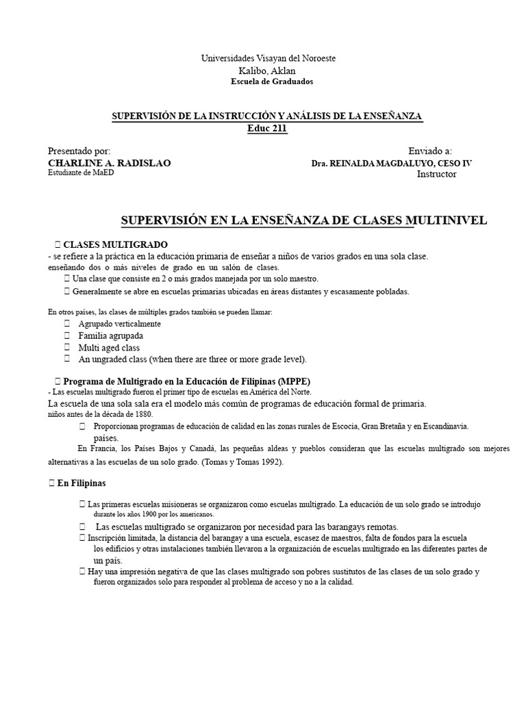 Supervisión en La Enseñanza de Clases Multigrado | PDF | Aprendizaje ...