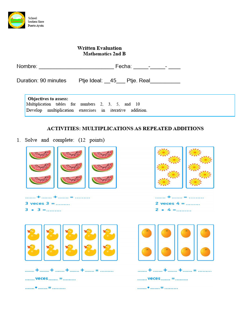 2nd Grade Math Evaluation: Multiplication | PDF | Mathematics