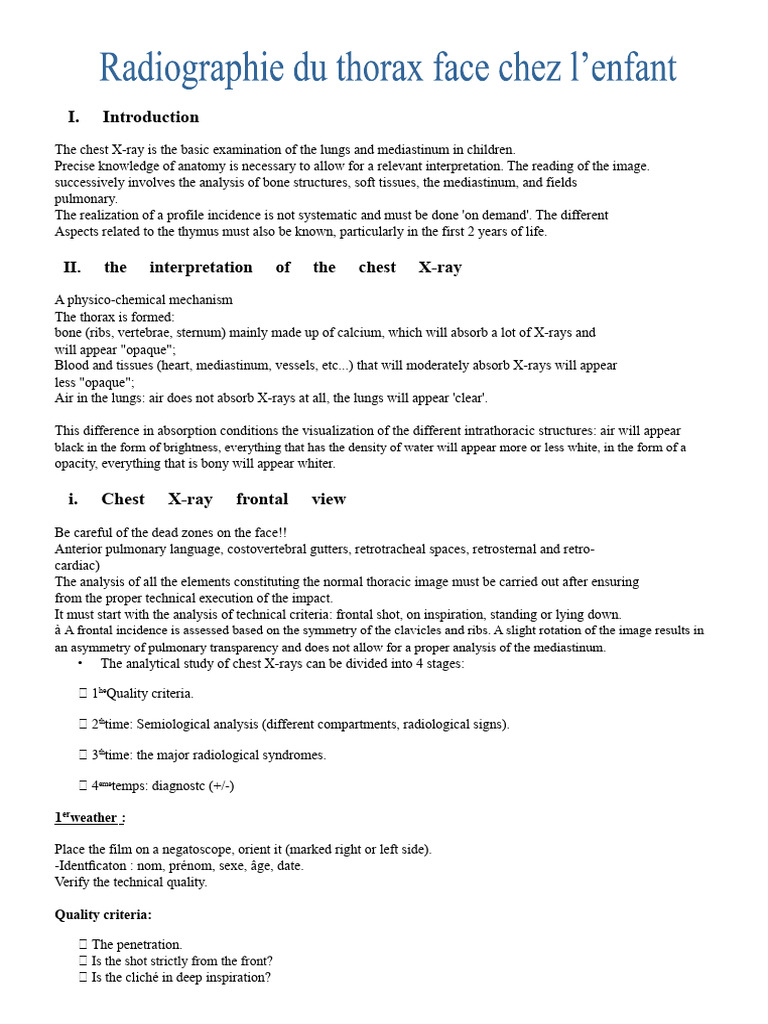 Chest X-Ray Interpretation in Children | PDF | Lung | Thorax